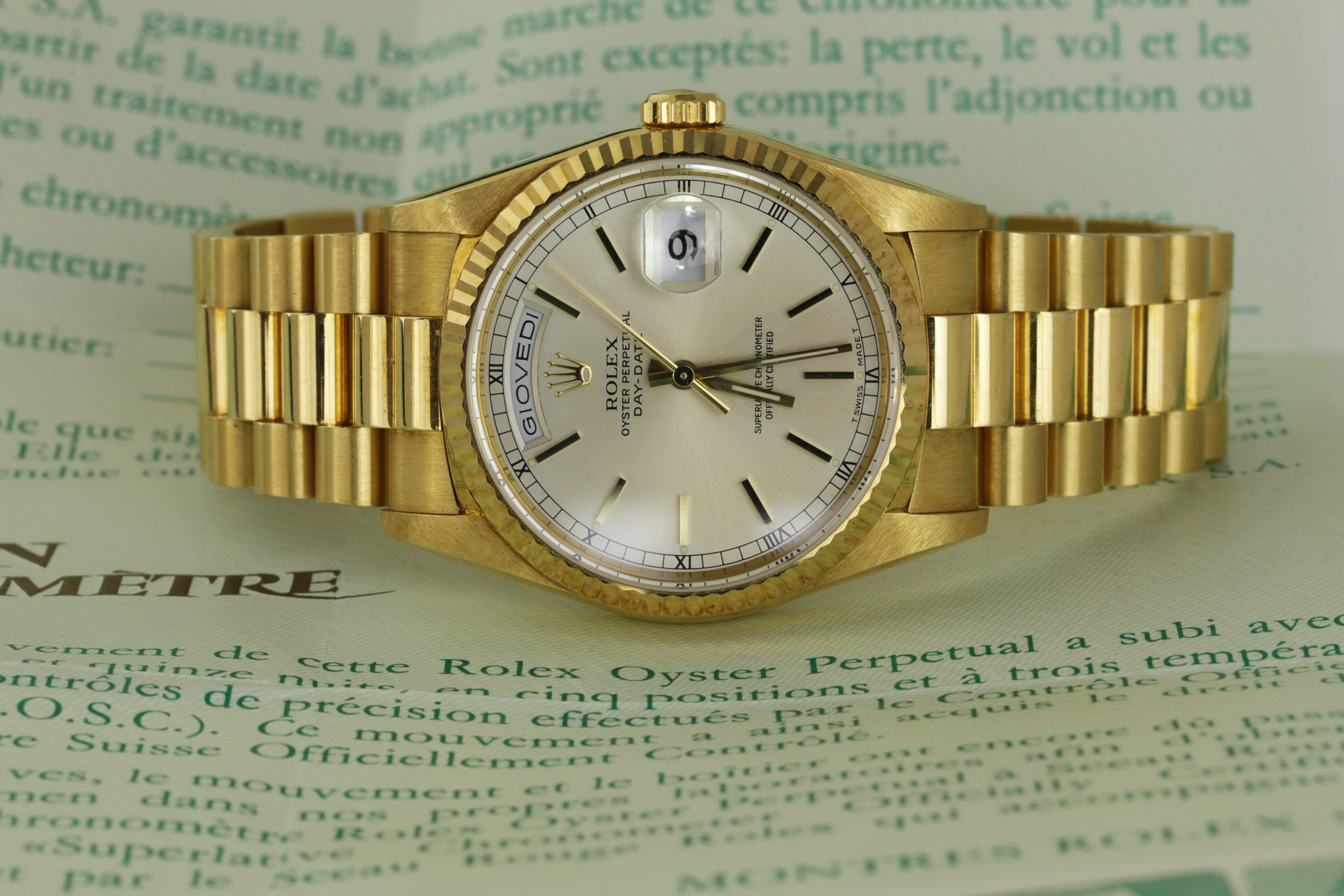 Rolex Daydate ref. 18238 NOS Box and Papers - Vintage Watches - Stefano ...