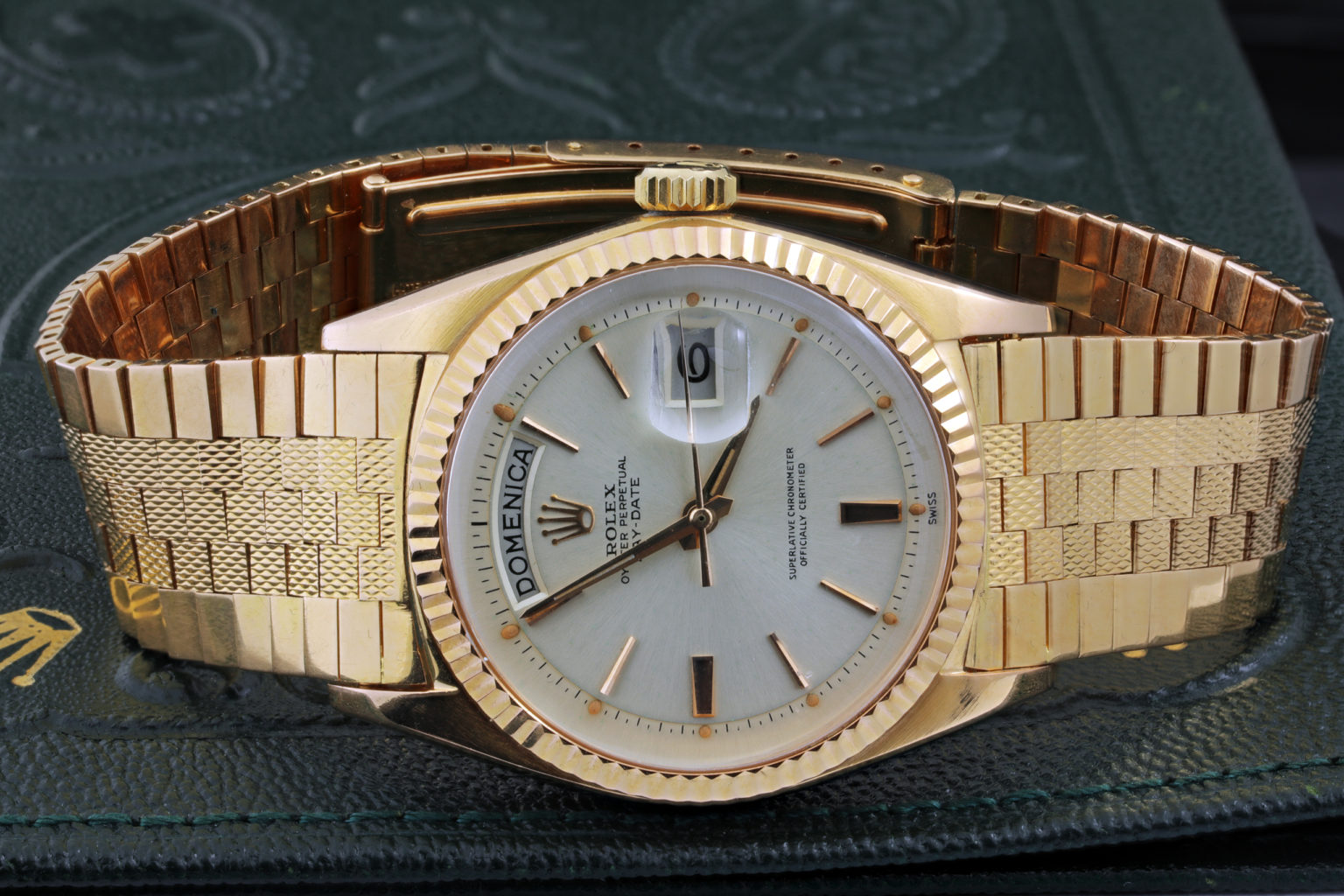 Rolex Daydate ref. 1803 Oro Rosa con Raro bracciale Stuoia e COSC ...